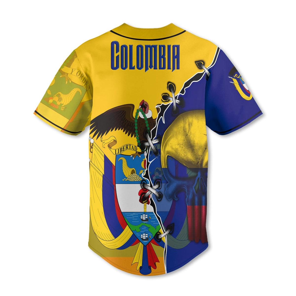 Colombia Baseball Jersey Flag & Coat Of Arms Skull Style – To The Closet