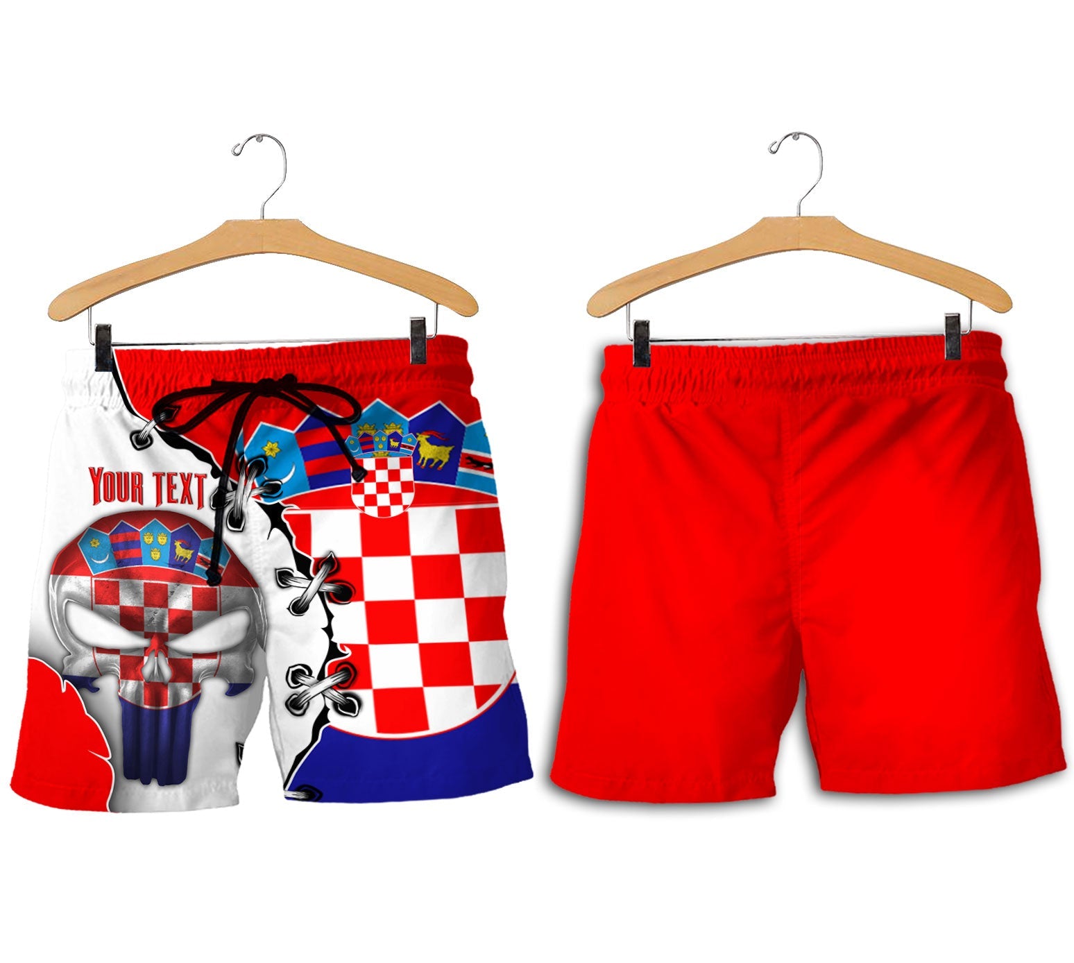 Croatia Men Short Flag & Coat Of Arms Skull Style – To The Closet