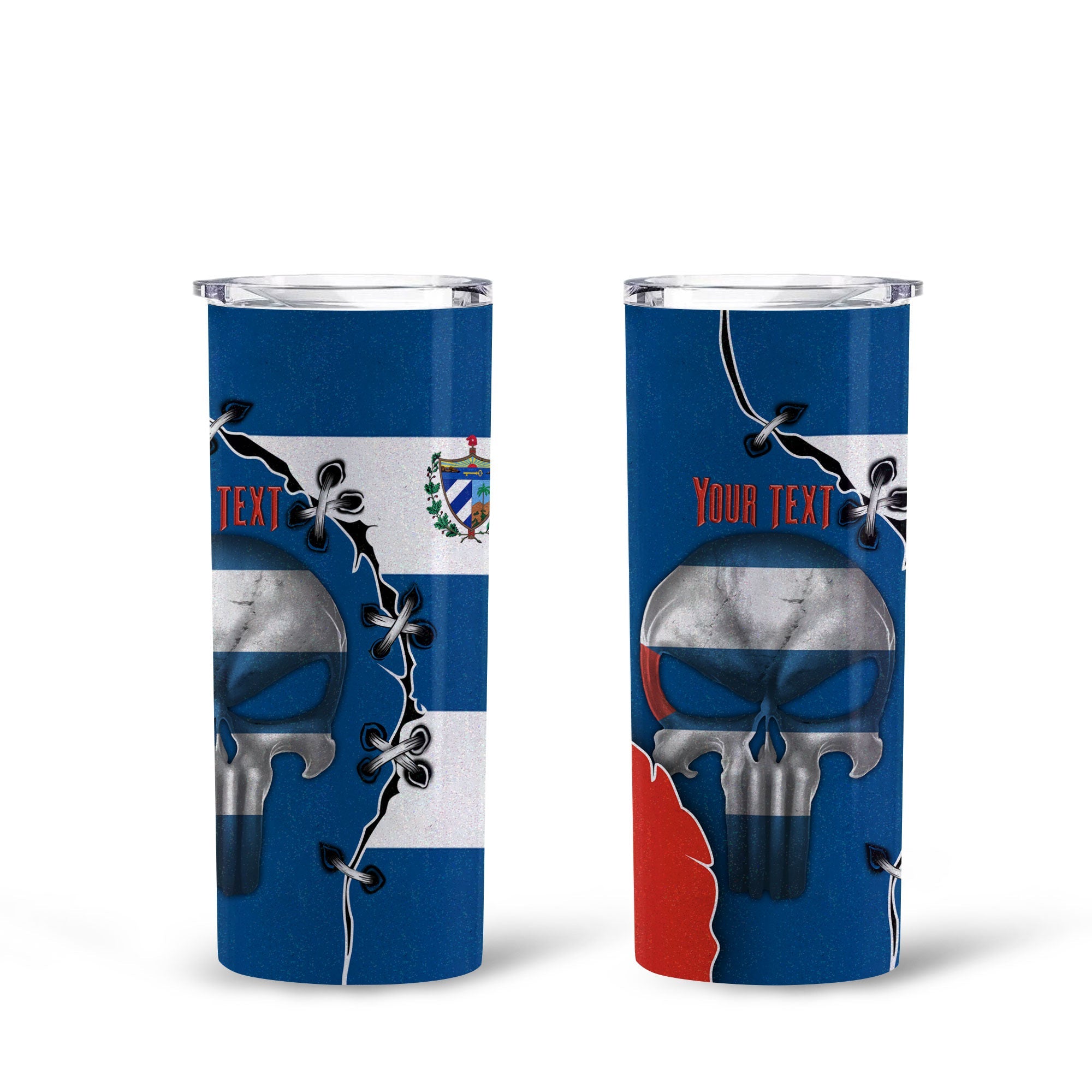 Cuba Tall Glitter Tumbler Flag & Coat Of Arms Skull Style – To The Closet