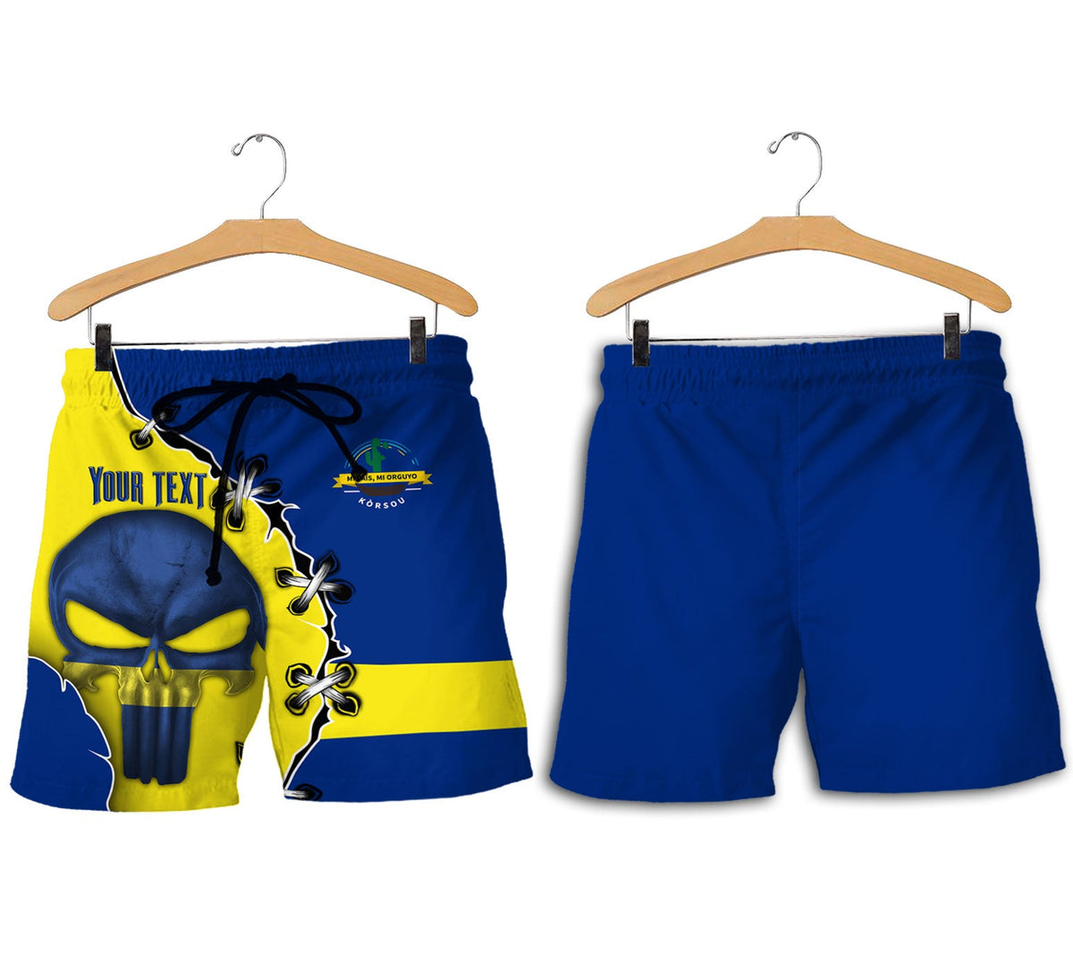 Curacao Men Short Flag & Coat Of Arms Skull Style – To The Closet