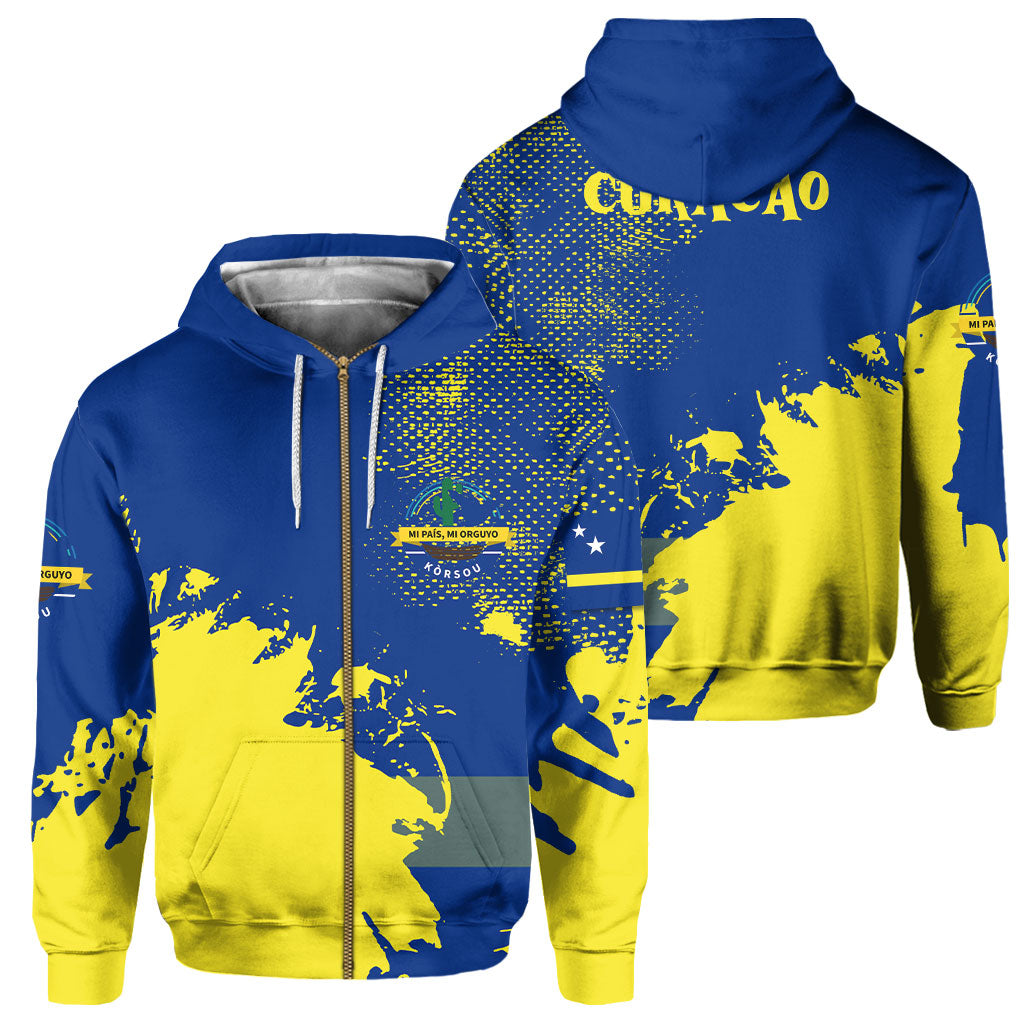 Curacao Zip Hoodie Flag & Coat Of Arms Paint Style – To The Closet