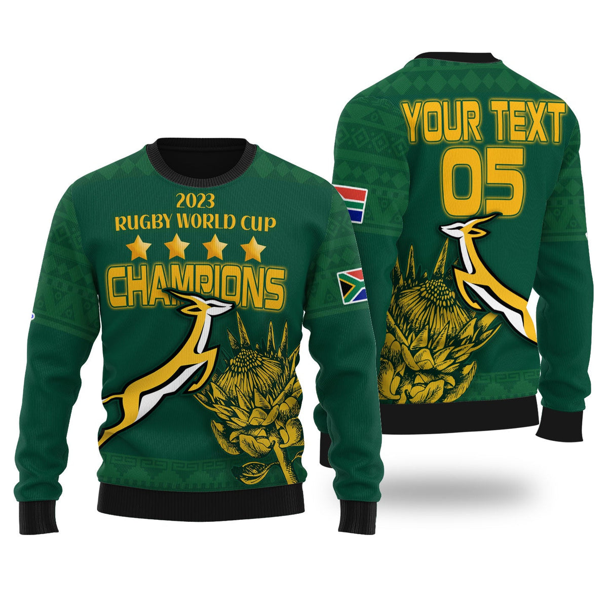 Custom Springbok South Africa Ugly Sweater King of Rugby World Cup - L ...