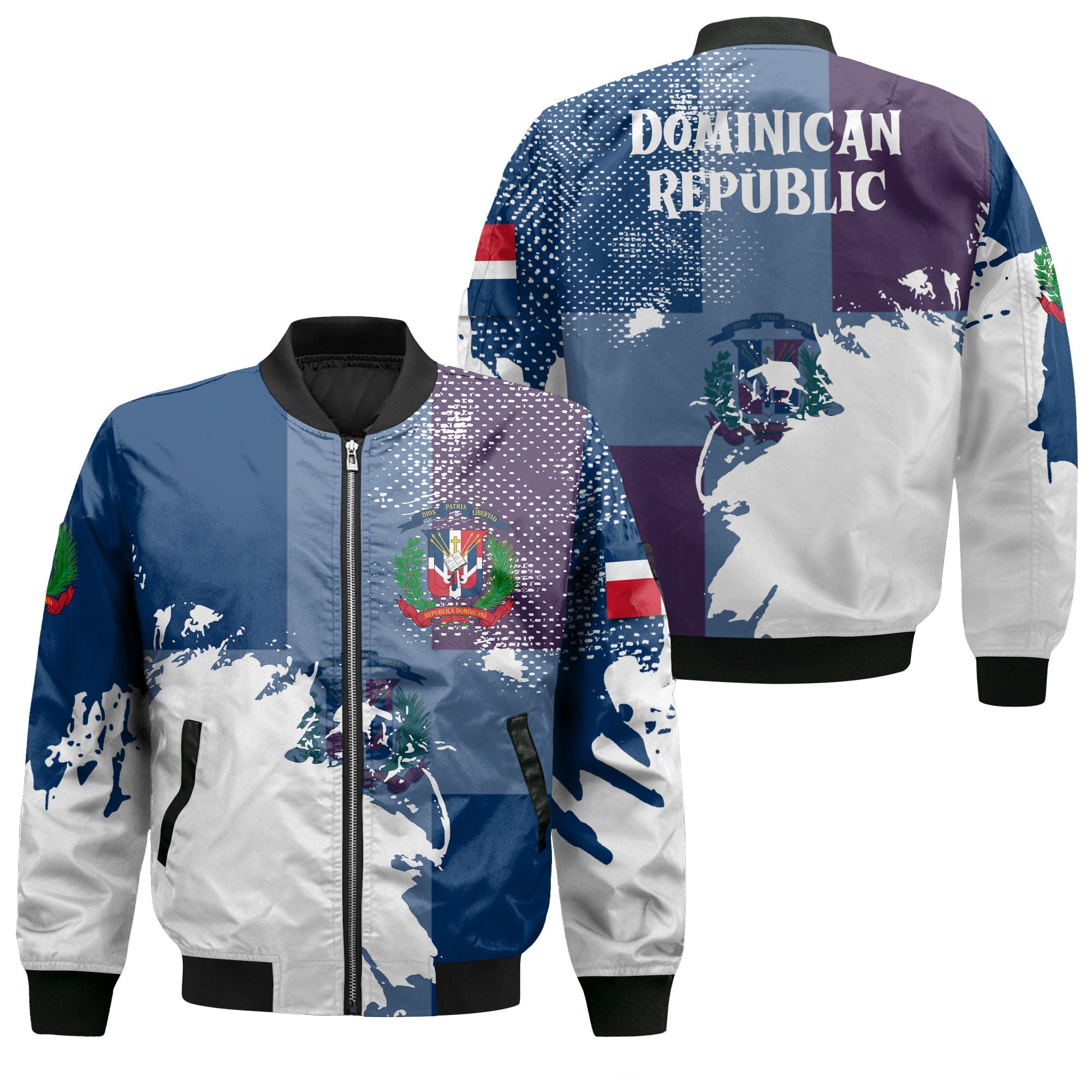 Dominican Republic Bomber Jacket Flag & Coat Of Arms Paint Style – To ...