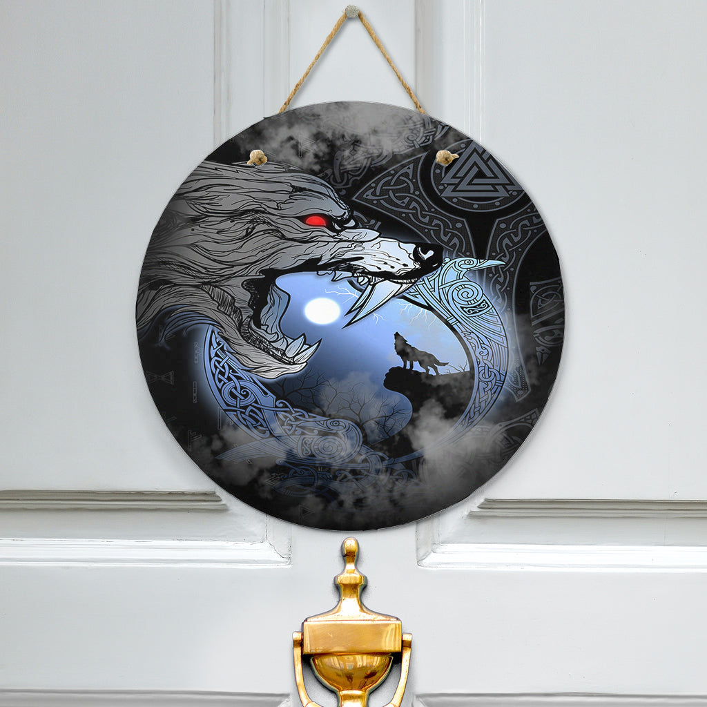 Viking Handing Door Sign Fenrir And Moon – To The Closet