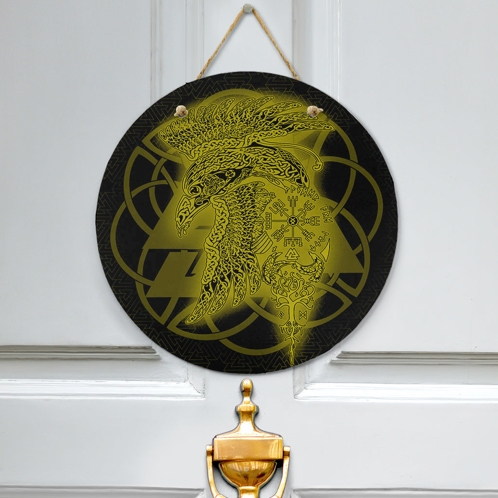 Viking Handing Door Sign Raven Valknut Gold – To The Closet