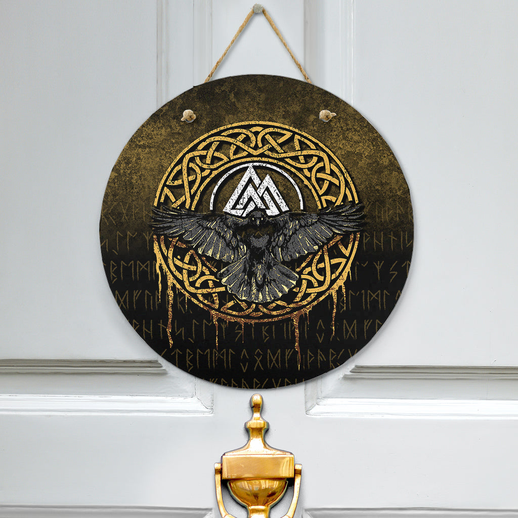 Viking Handing Door Sign Valhalla Norse Mythology Raven Black Crow Vik ...