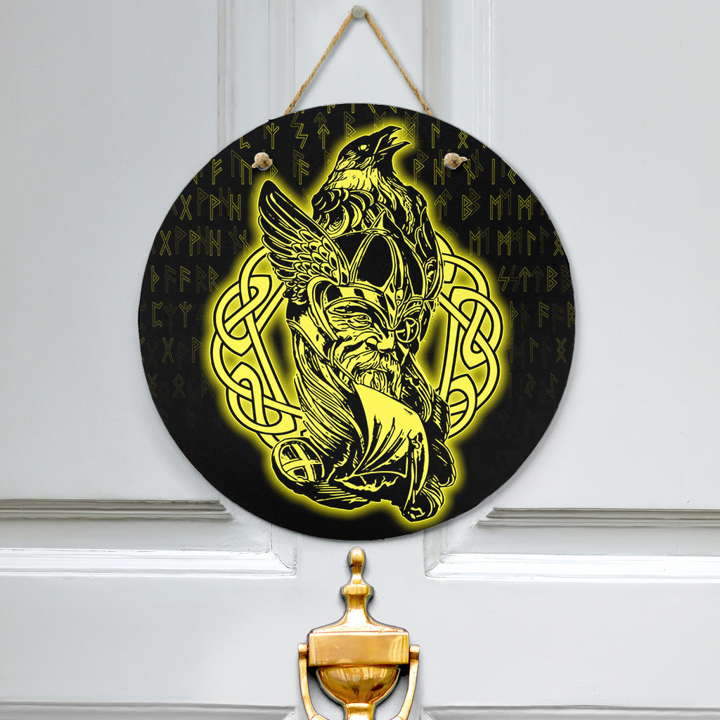 Viking Handing Door Sign Odin Raven Viking Set Gold – To The Closet