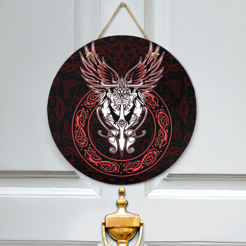 Viking Handing Door Sign Odin Wing Viking Red – To The Closet