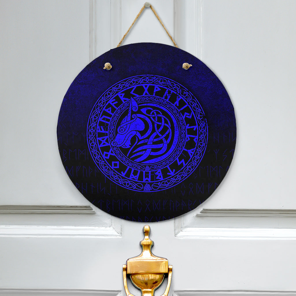 Viking Handing Door Sign Viking Wolf Blue Version – To The Closet