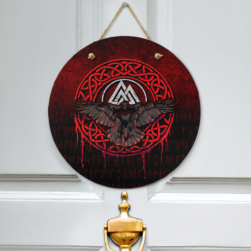 Viking Handing Door Sign Valhalla Norse Mythology Raven Black Crow Vik ...