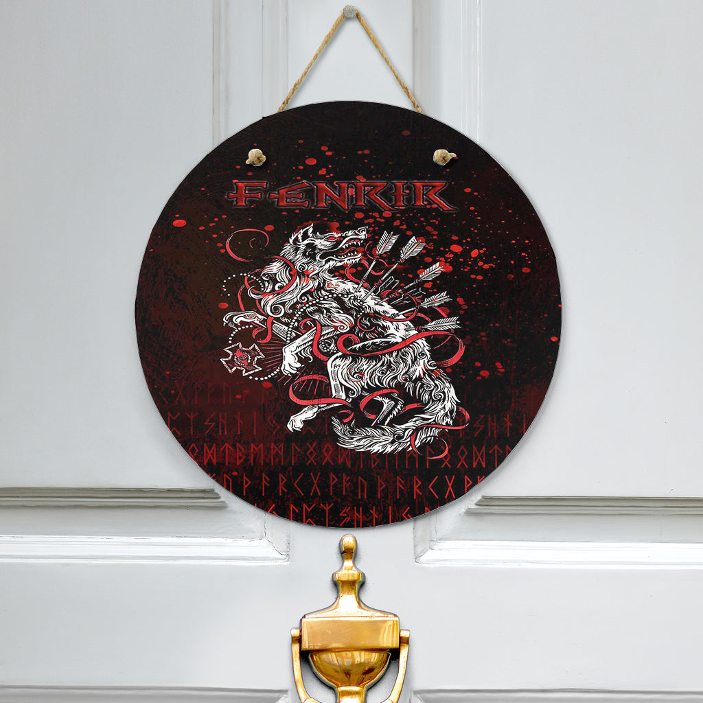 Viking Handing Door Sign Fenrir And Arrow On Blood Background – To The ...