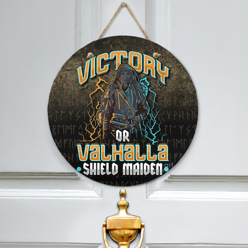 Viking Handing Door Sign Victory Or Valhalla Shield Maiden Female Styl ...