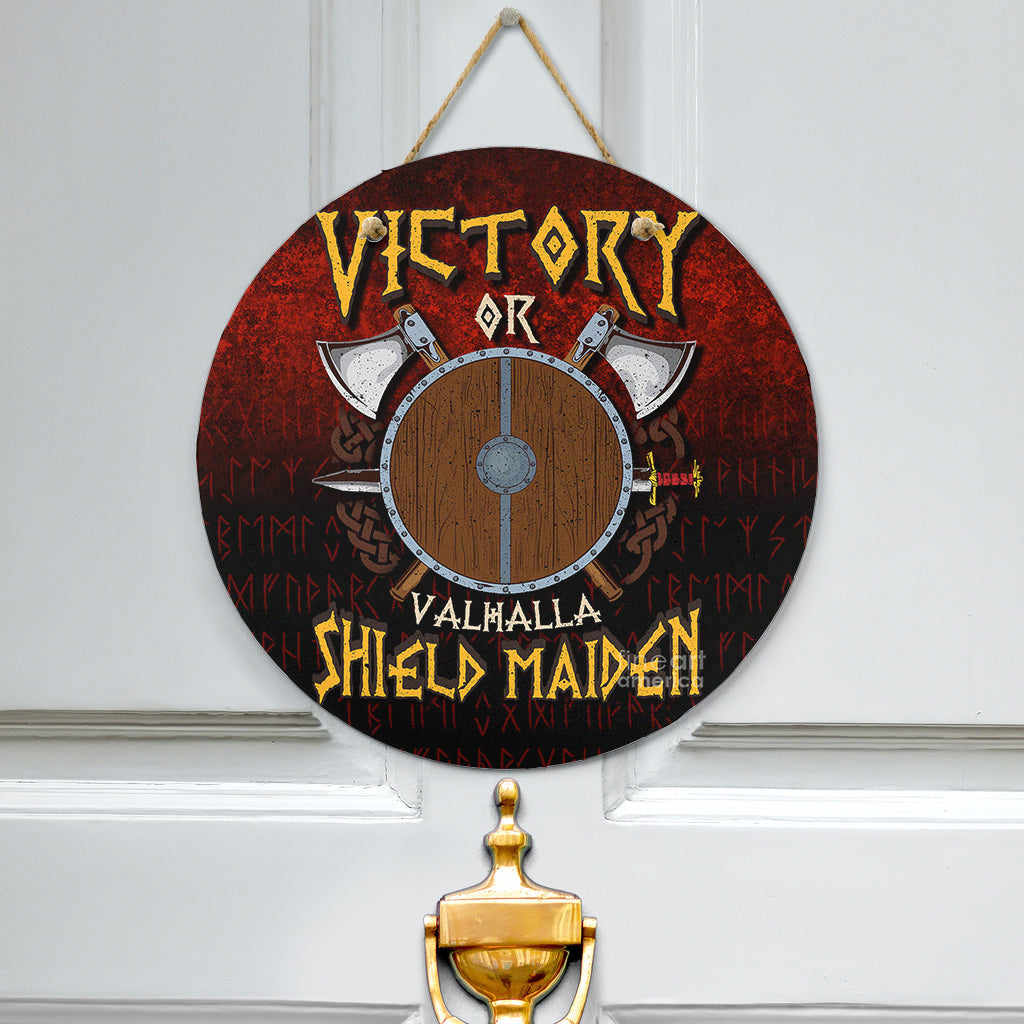 Viking Handing Door Sign Victory Or Valhalla Shield Maiden Style Ver01 ...