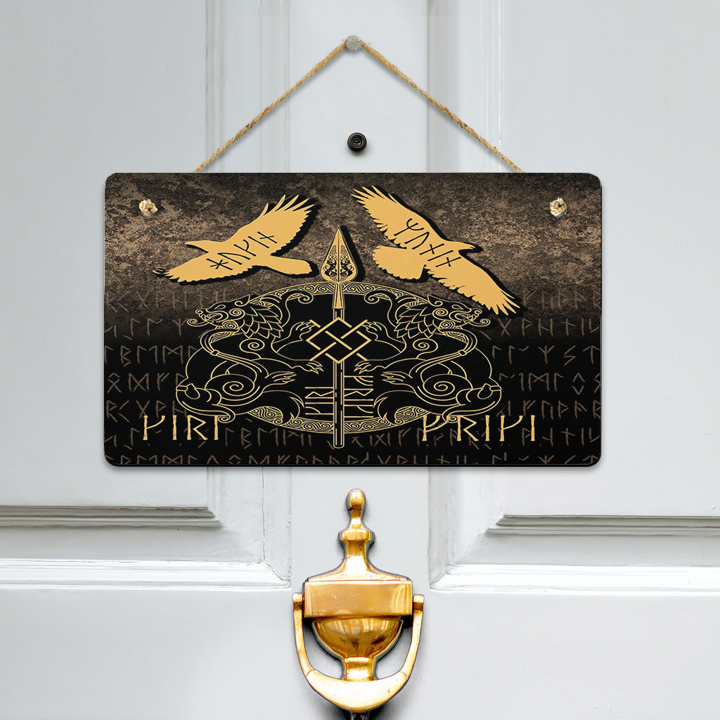 Viking Handing Door Sign Norse Mythology Spear Of Odin Gungnir Runes G ...