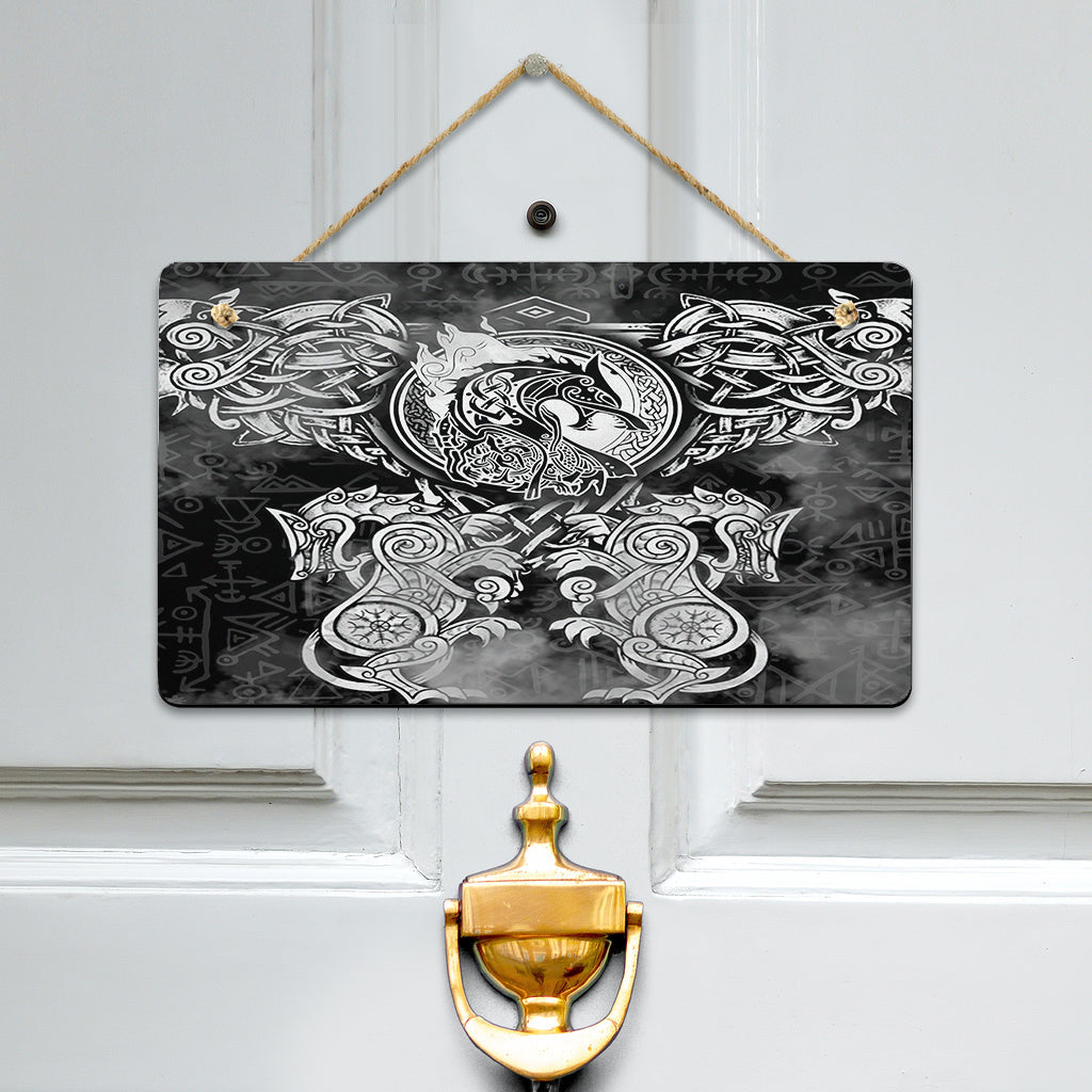 Viking Handing Door Sign Viking Dragon And Wolf Tattoo – To The Closet