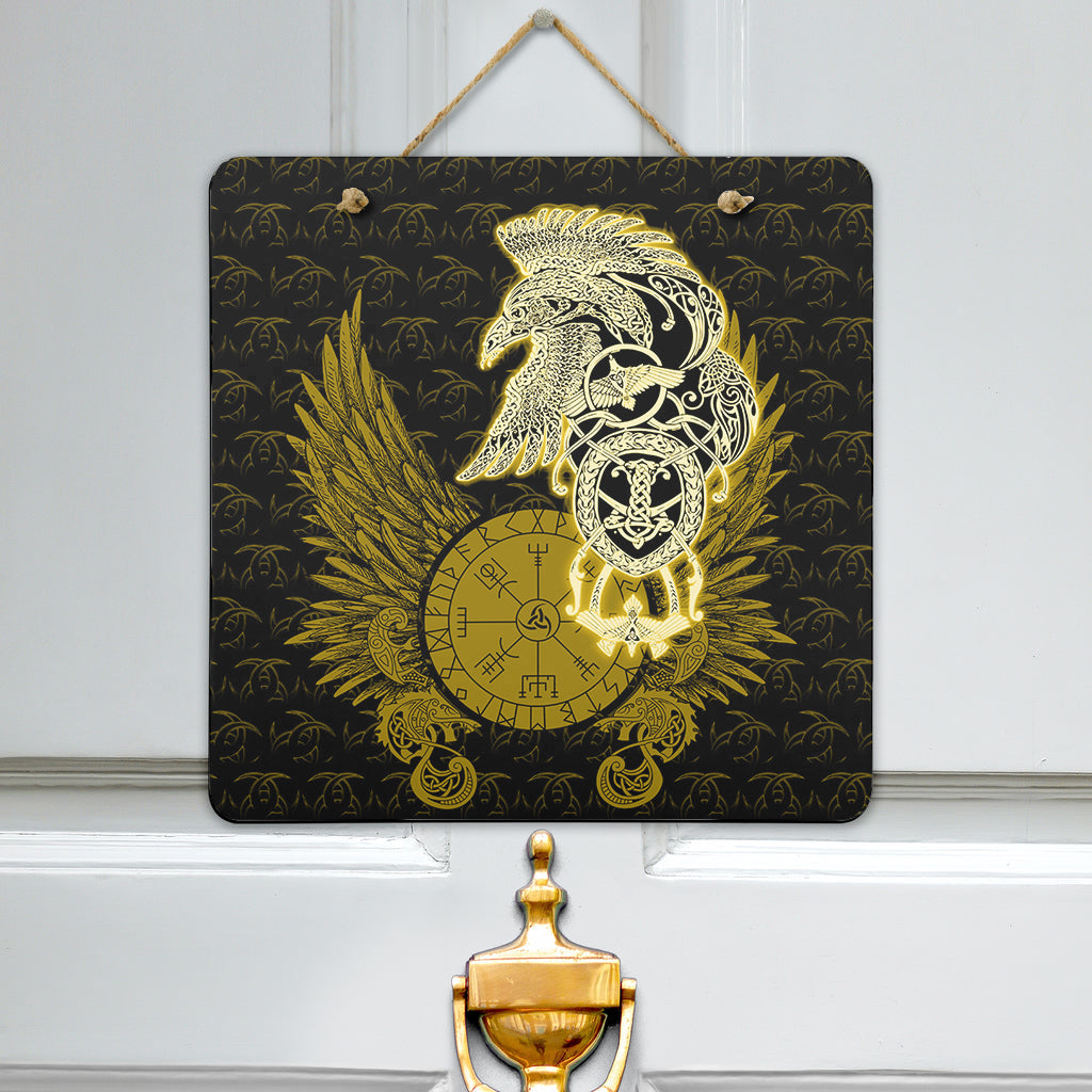 Viking Handing Door Sign Raven Ving Gold – To The Closet
