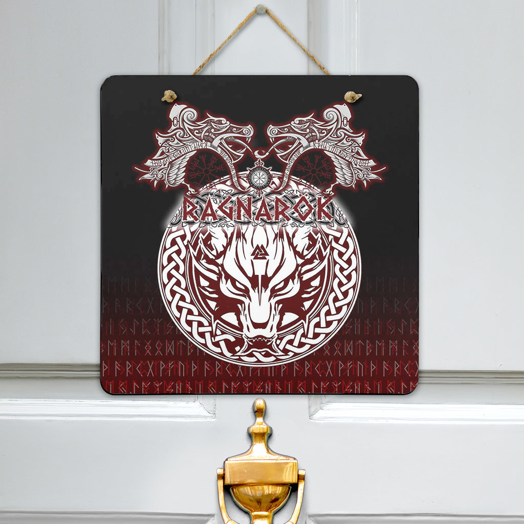 Viking Handing Door Sign Ragnarok Fenrir,Valknut And Vegvisir – To The ...