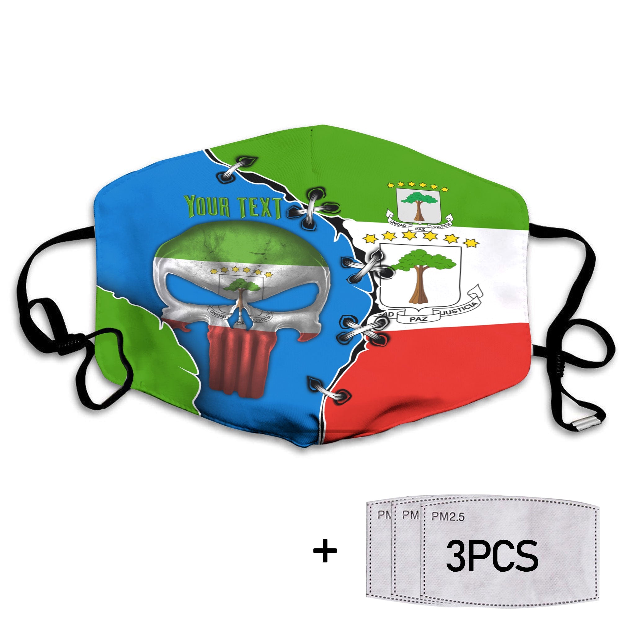 Equatorial Guinea Face Mask Flag & Coat Of Arms Skull Style – To The Closet