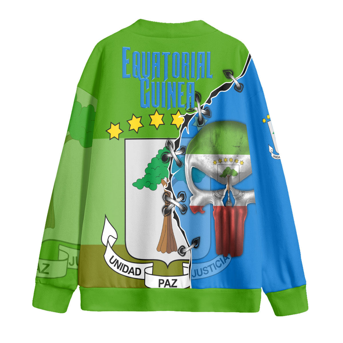 Equatorial Guinea Fleece Cardigan Flag & Coat Of Arms Skull Style – To ...