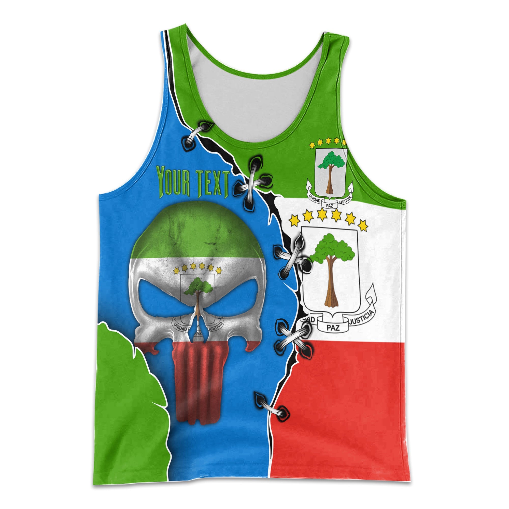 Equatorial Guinea Men Tank Top Flag & Coat Of Arms Skull Style – To The ...
