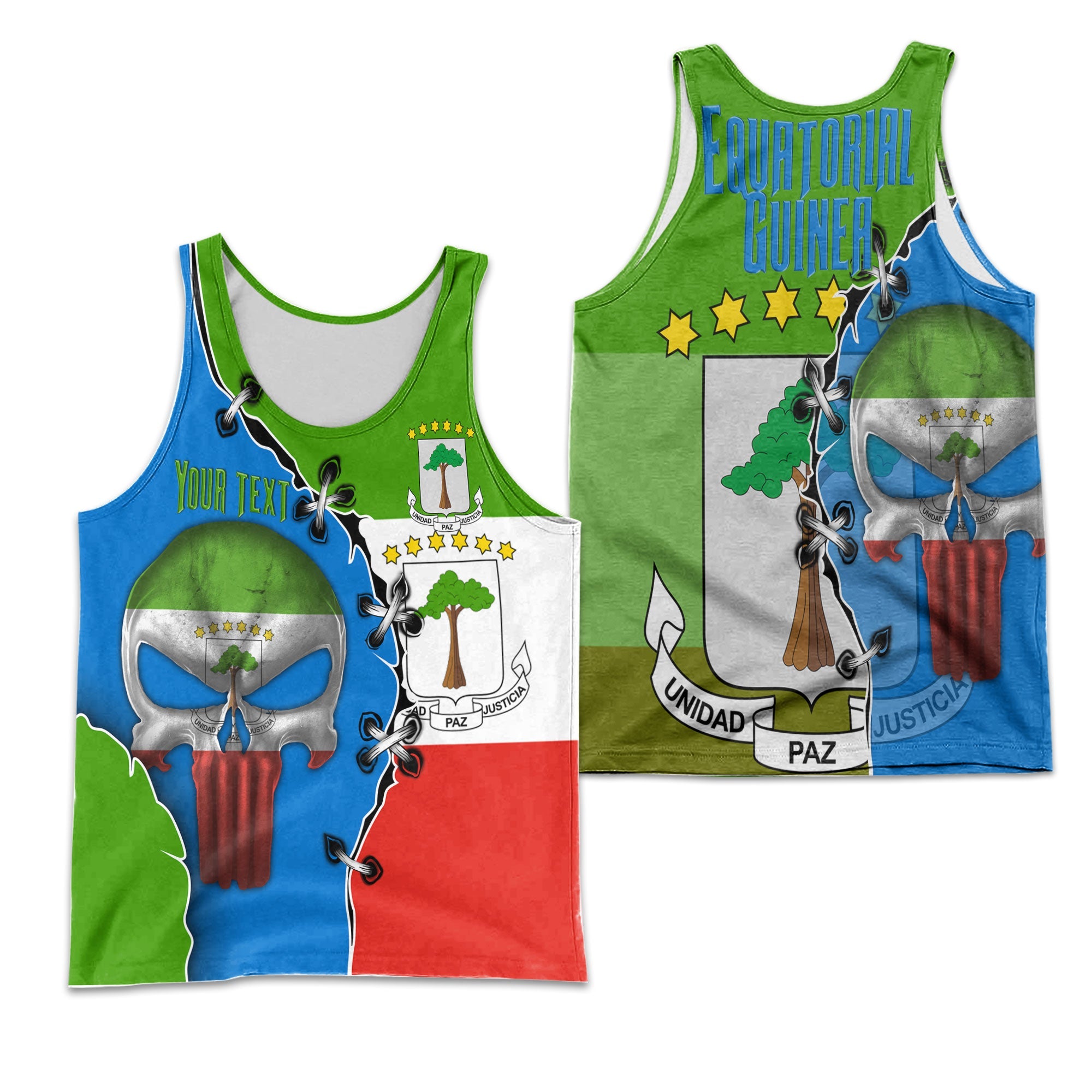 Equatorial Guinea Men Tank Top Flag & Coat Of Arms Skull Style – To The ...