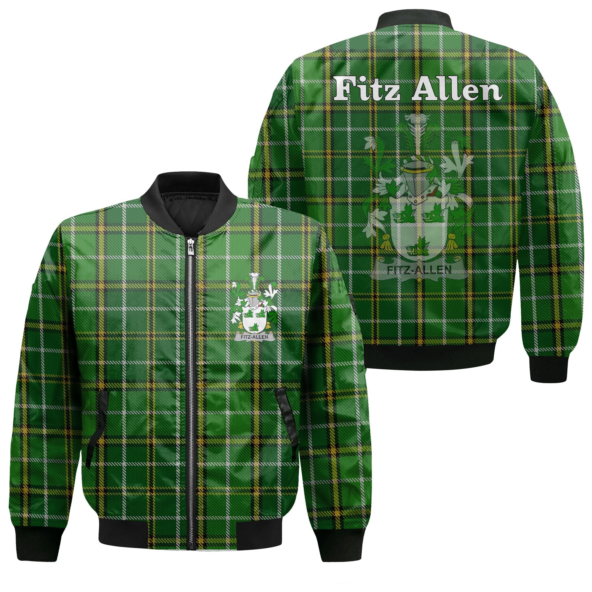 Fitz Allen Family Bomber Jacket Irish National Plaid & Crest Style – To ...