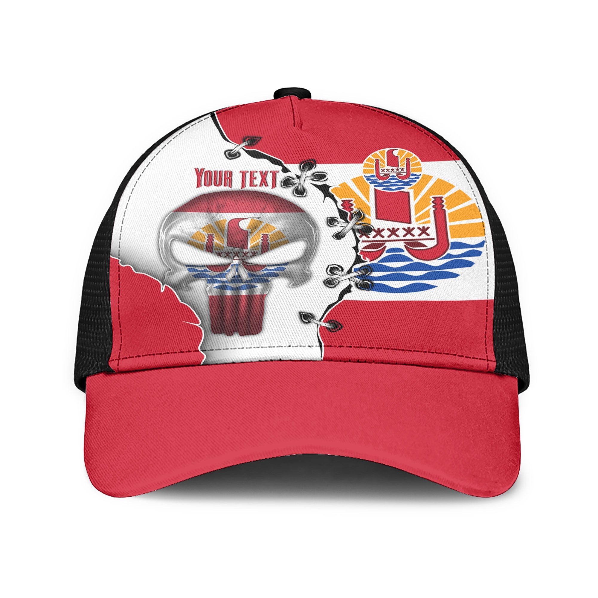 French Polynesia Mesh Back Cap Flag & Coat Of Arms Skull Style – To The ...