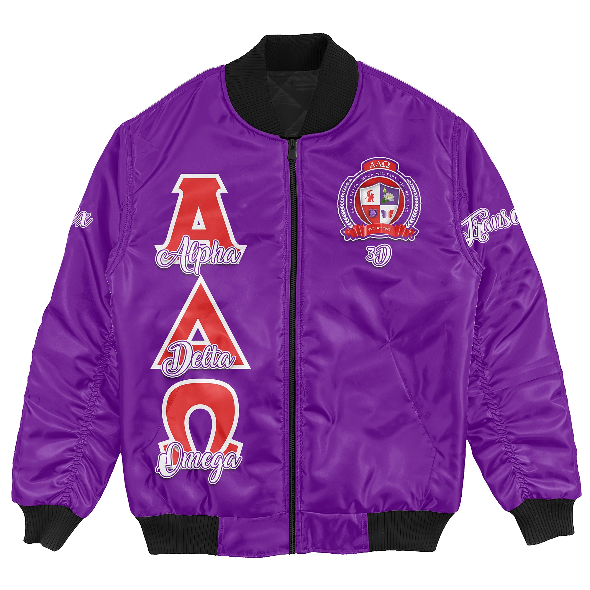 Sorority Jacket - Alpha Delta Omega Bomber Jacket Purple Style (Custom ...