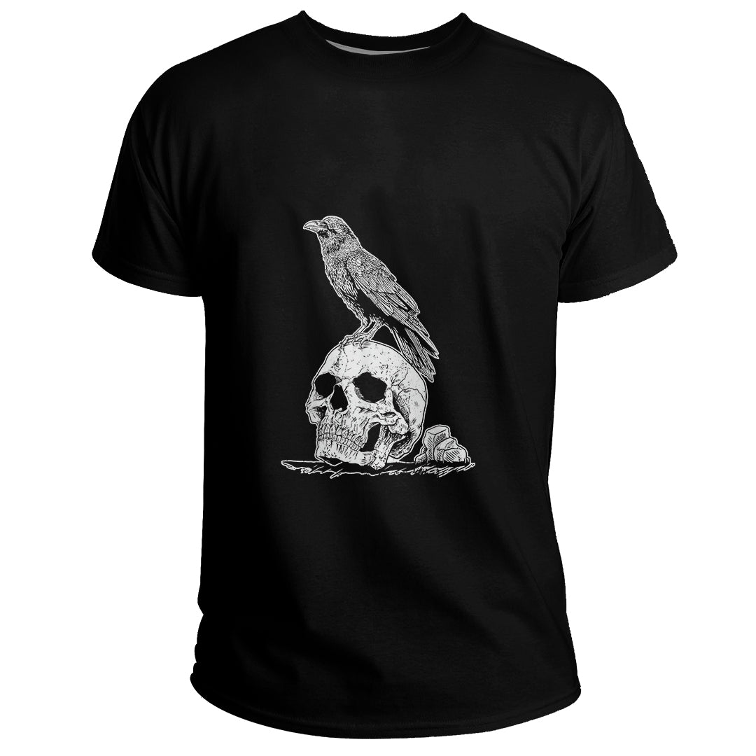 Custom Viking T-Shirt Gothic Animal Raven Creepy Bird Skull Spooky Vik ...