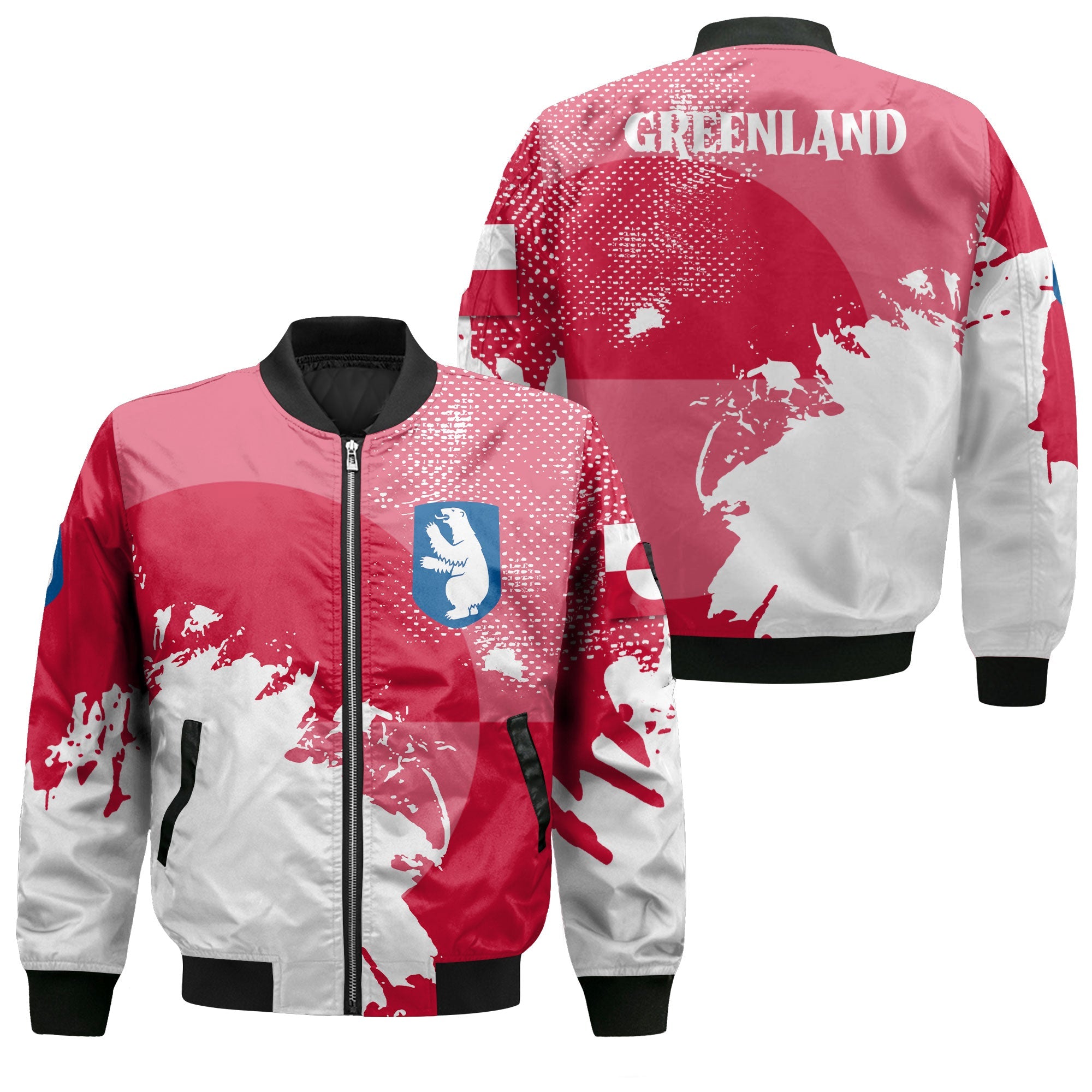 Greenland Bomber Jacket Flag & Coat Of Arms Paint Style – To The Closet