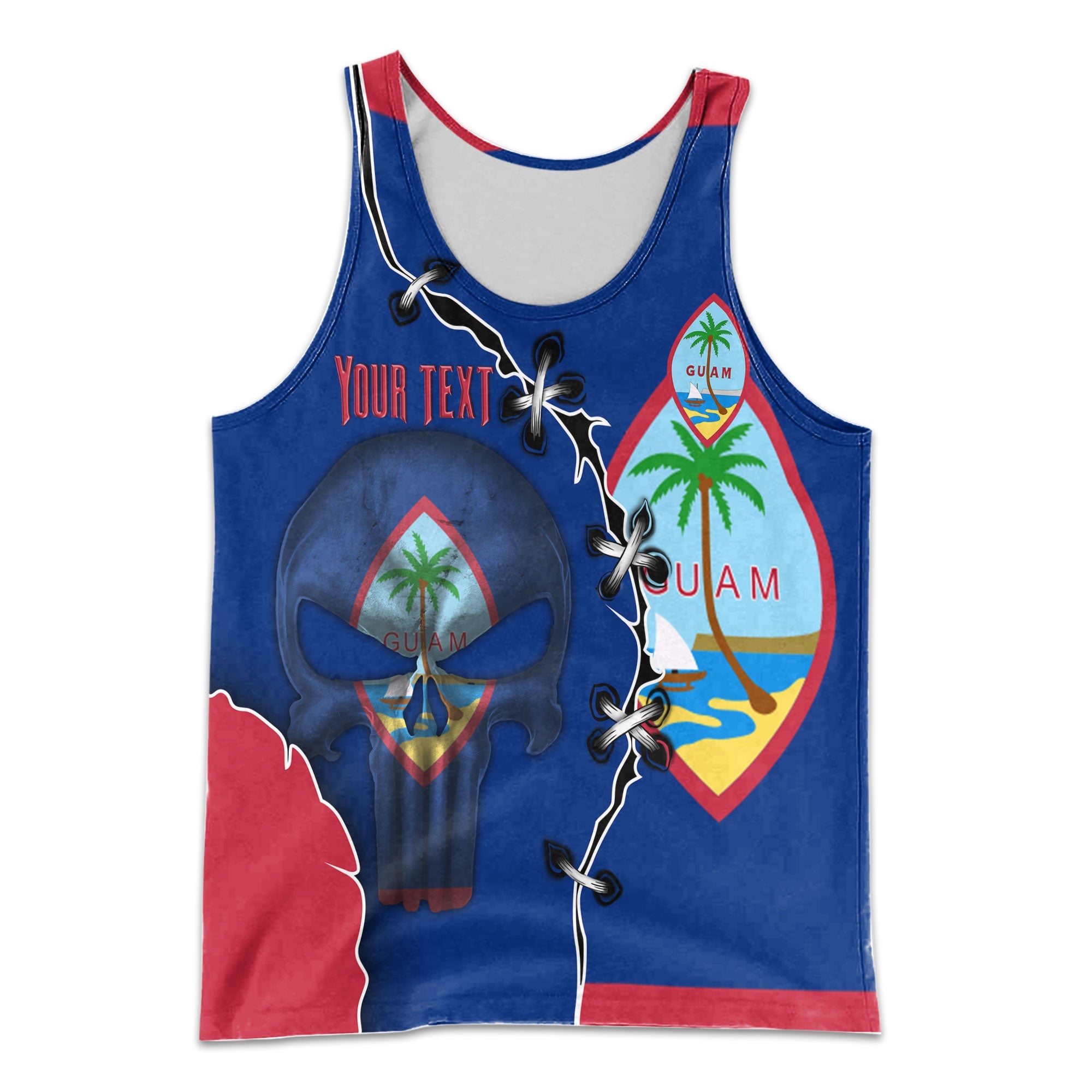Guam Men Tank Top Flag & Coat Of Arms Skull Style – To The Closet