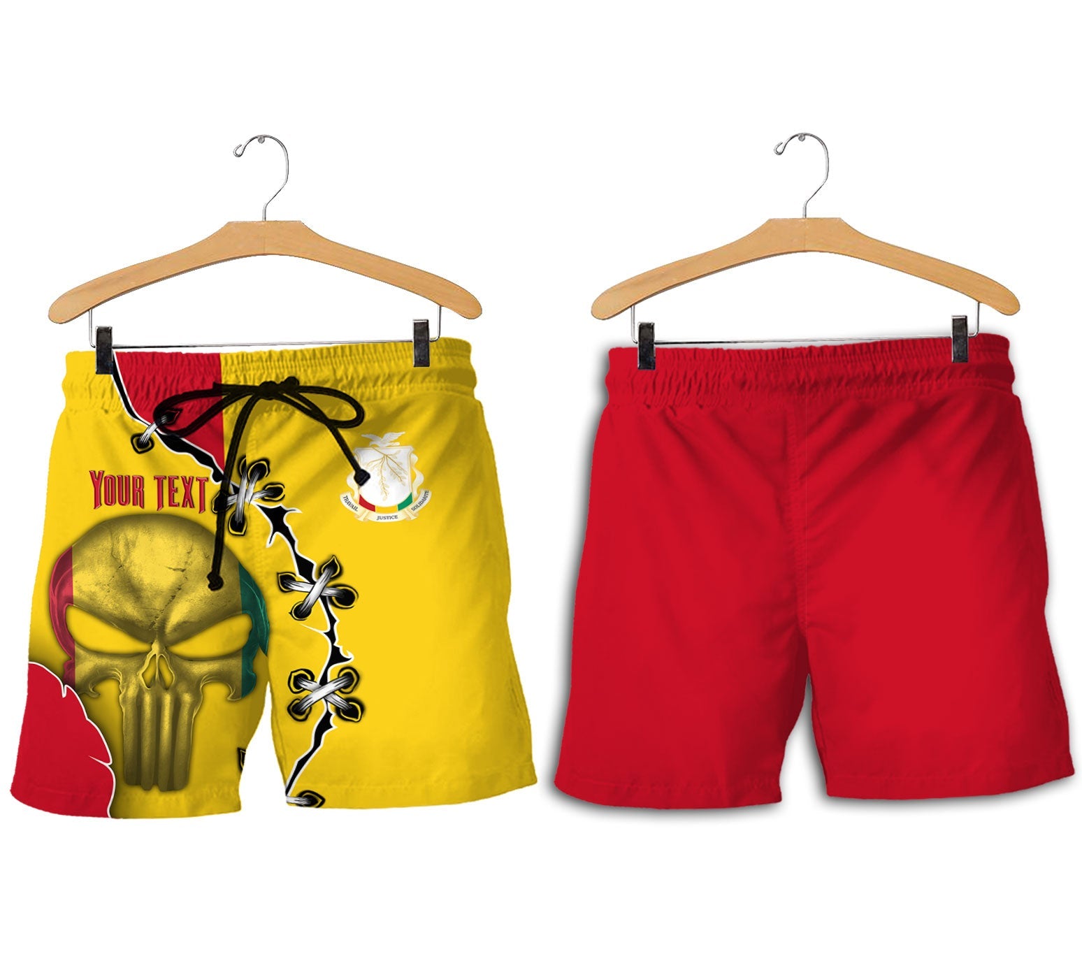 Guinea Men Short Flag & Coat Of Arms Skull Style – To The Closet