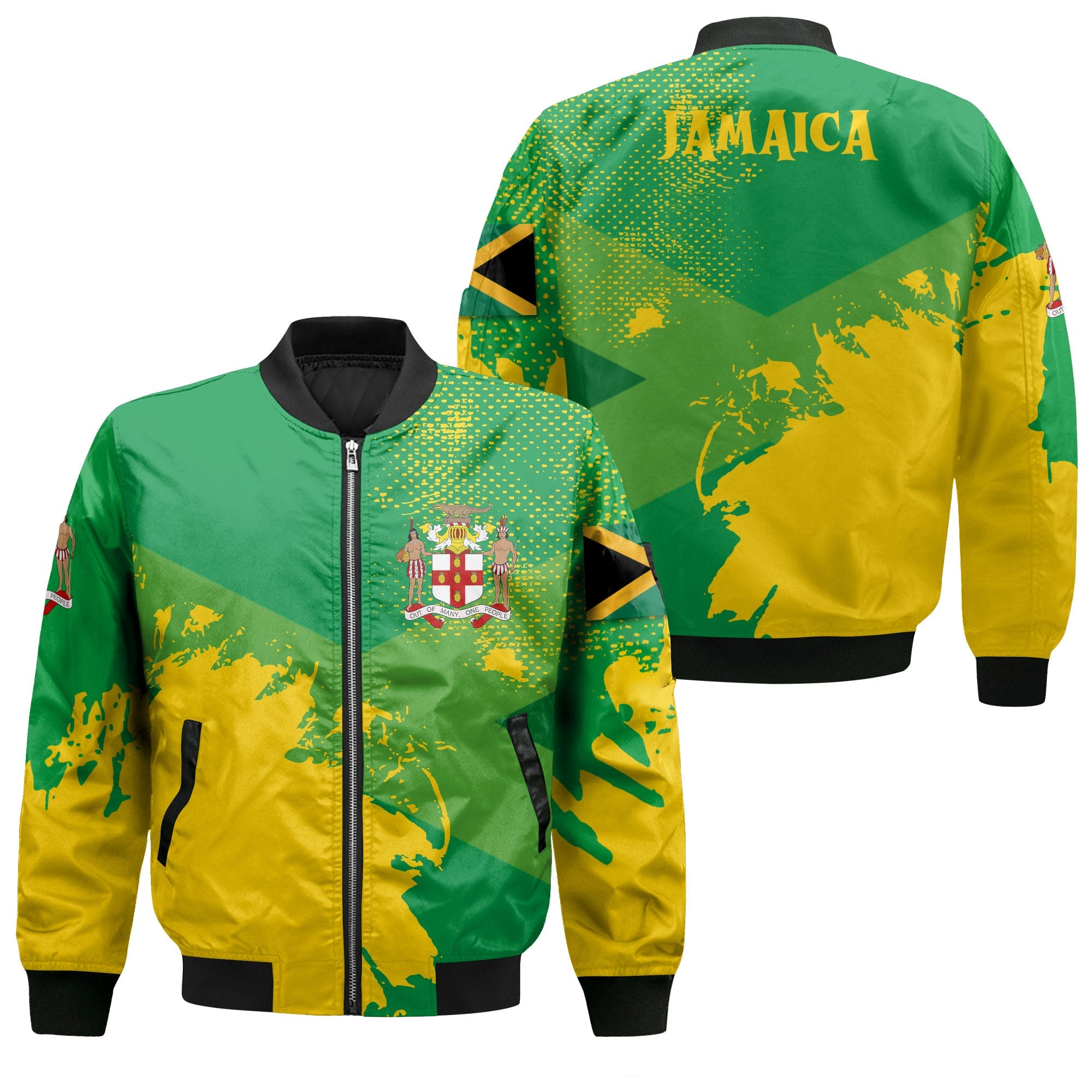 Jamaica Bomber Jacket Flag & Coat Of Arms Paint Style – To The Closet