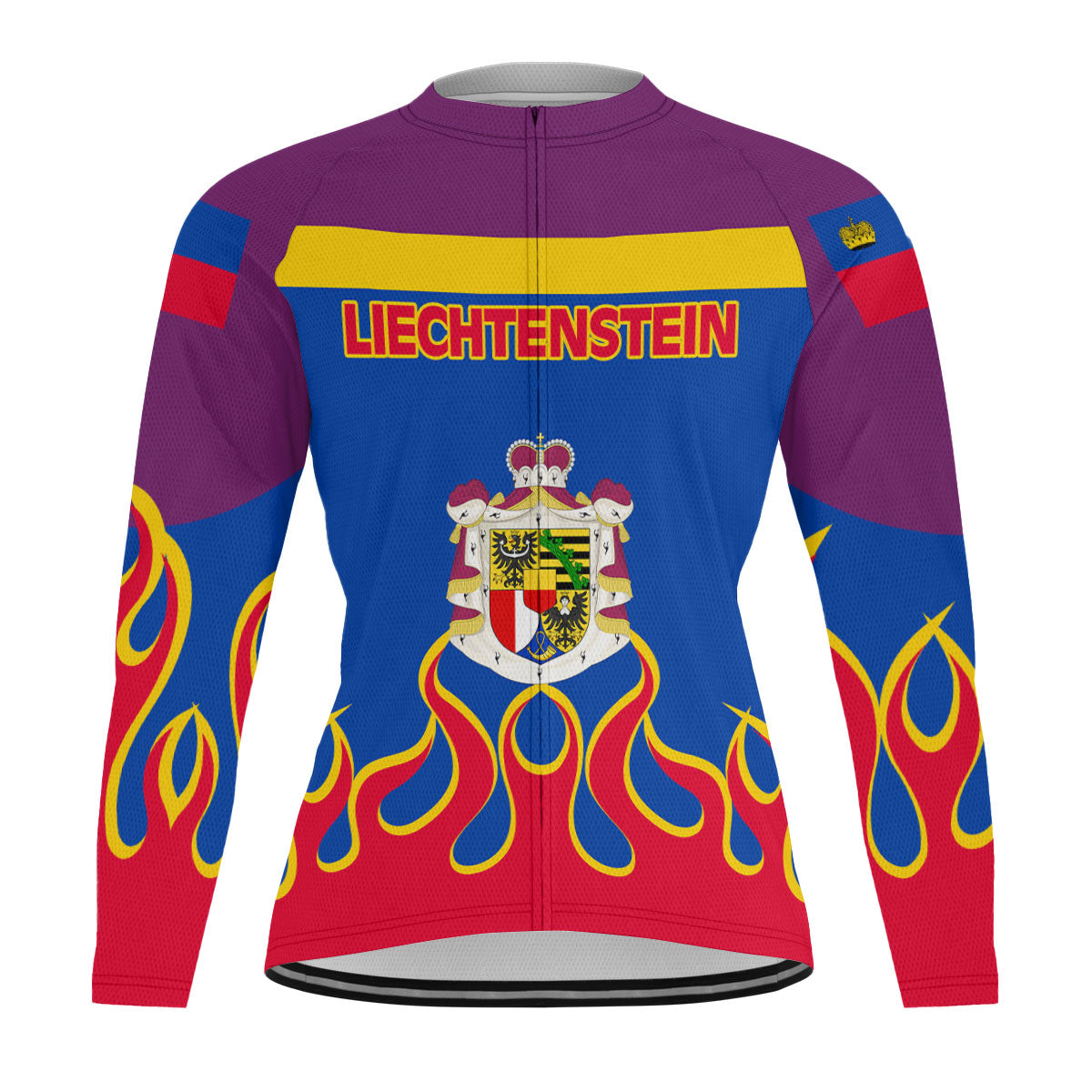 Liechtenstein Men's Cycling Jersey Long Sleeve Flag & Coat Of Arms Fir ...