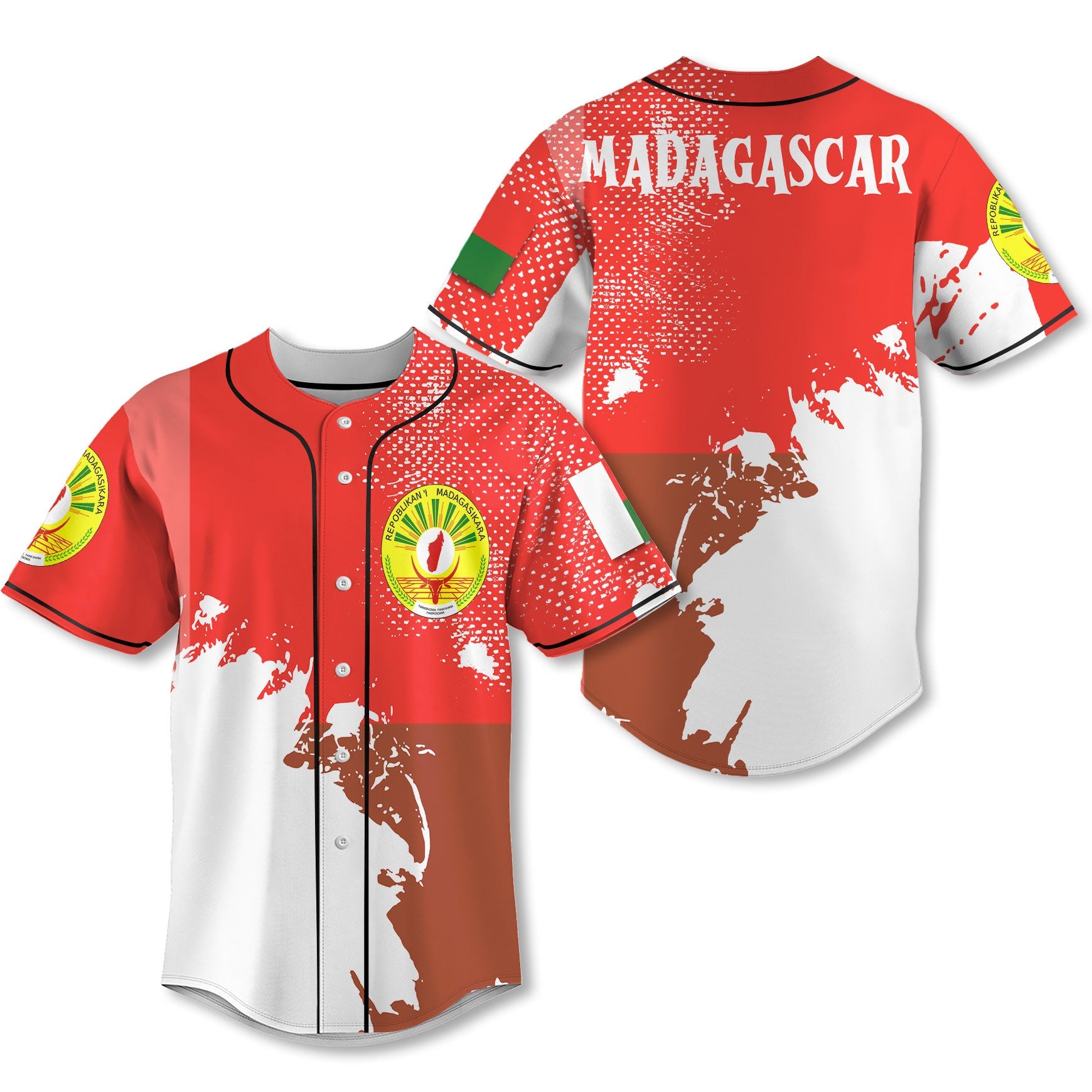 Madagascar Baseball Jersey Flag & Coat Of Arms Paint Style – To The Closet