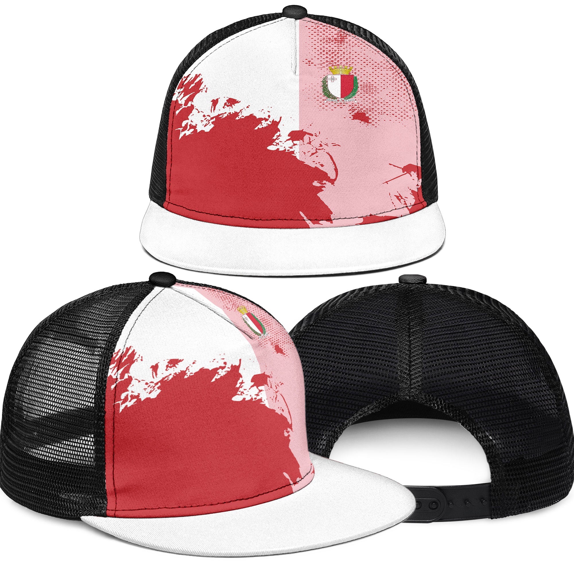 Malta Trucker Hat Flag & Coat Of Arms Paint Style – To The Closet