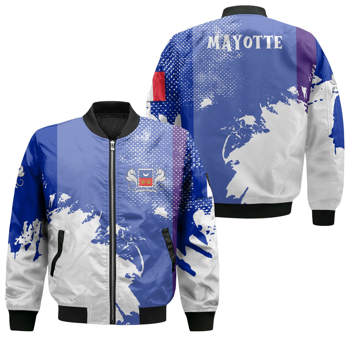 Mayotte Bomber Jacket Flag & Coat Of Arms Paint Style – To The Closet