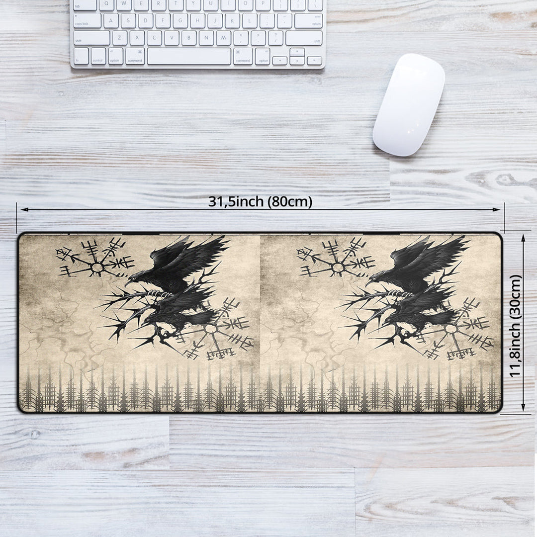 Viking Mouse Mat Raven And Vegvisir Vintage Style – To The Closet
