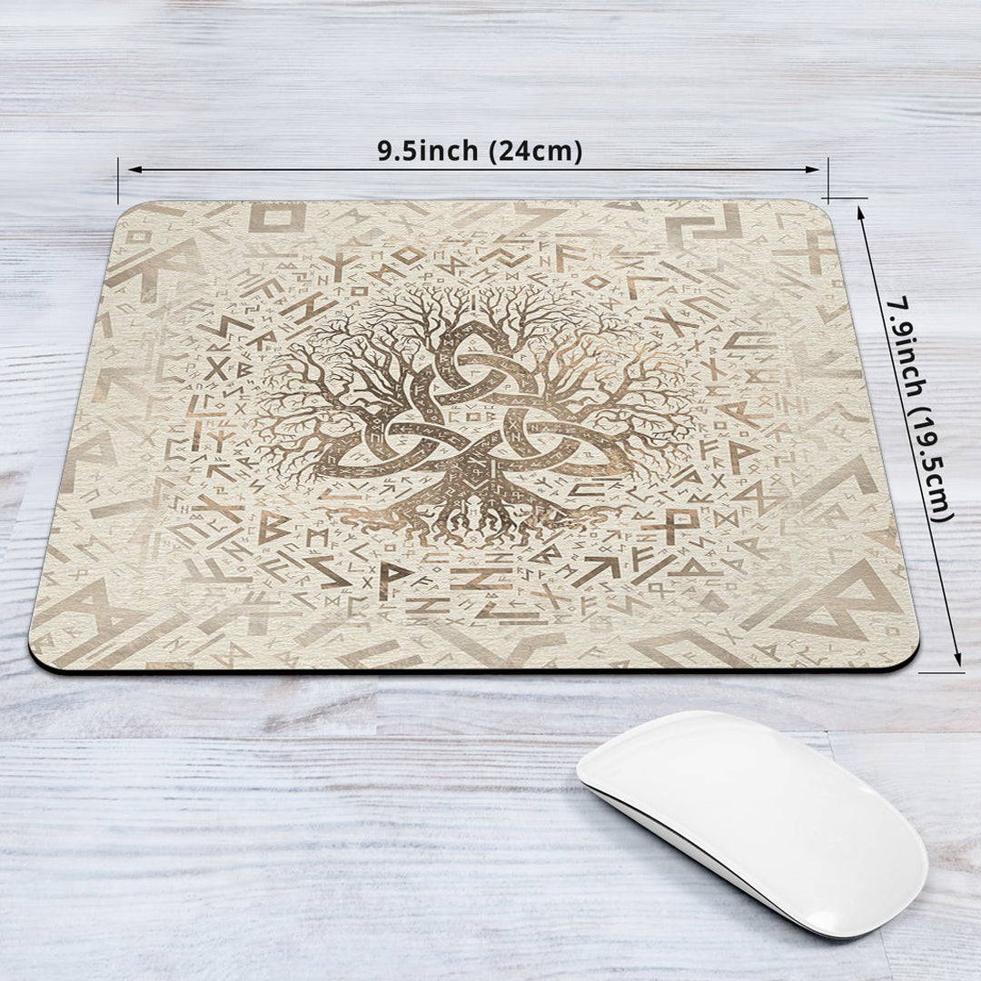 Viking Mouse Pad Tree of Life with Triquetra and Futhark Pastel Gold ...