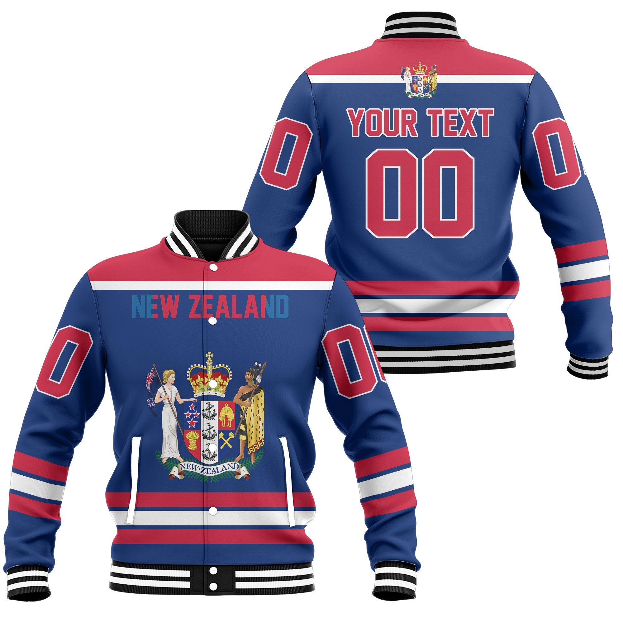 New Zealand Baseball Jacket Flag & Coat Of Arms Hockey Style – To The ...