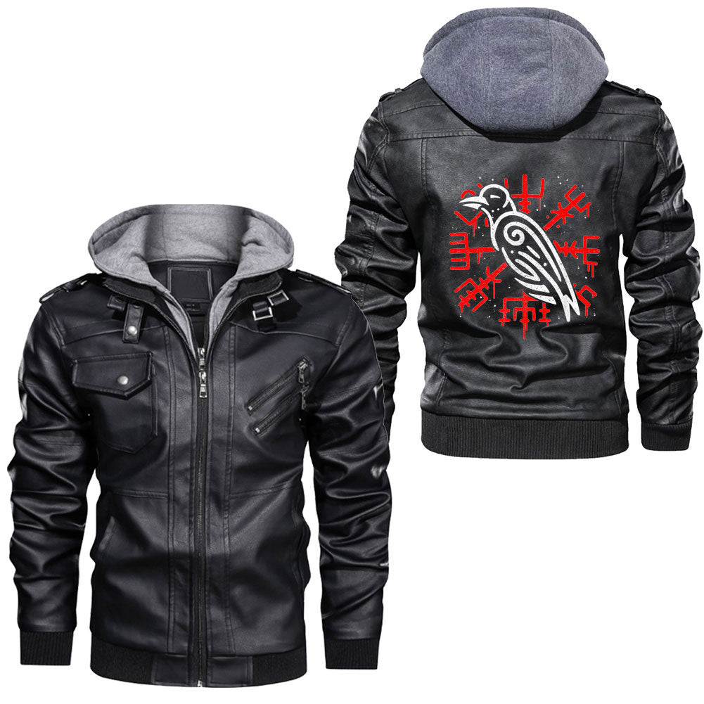 Viking Odin Vegvisir Raven Runes Viking Leather Jacket – To The Closet