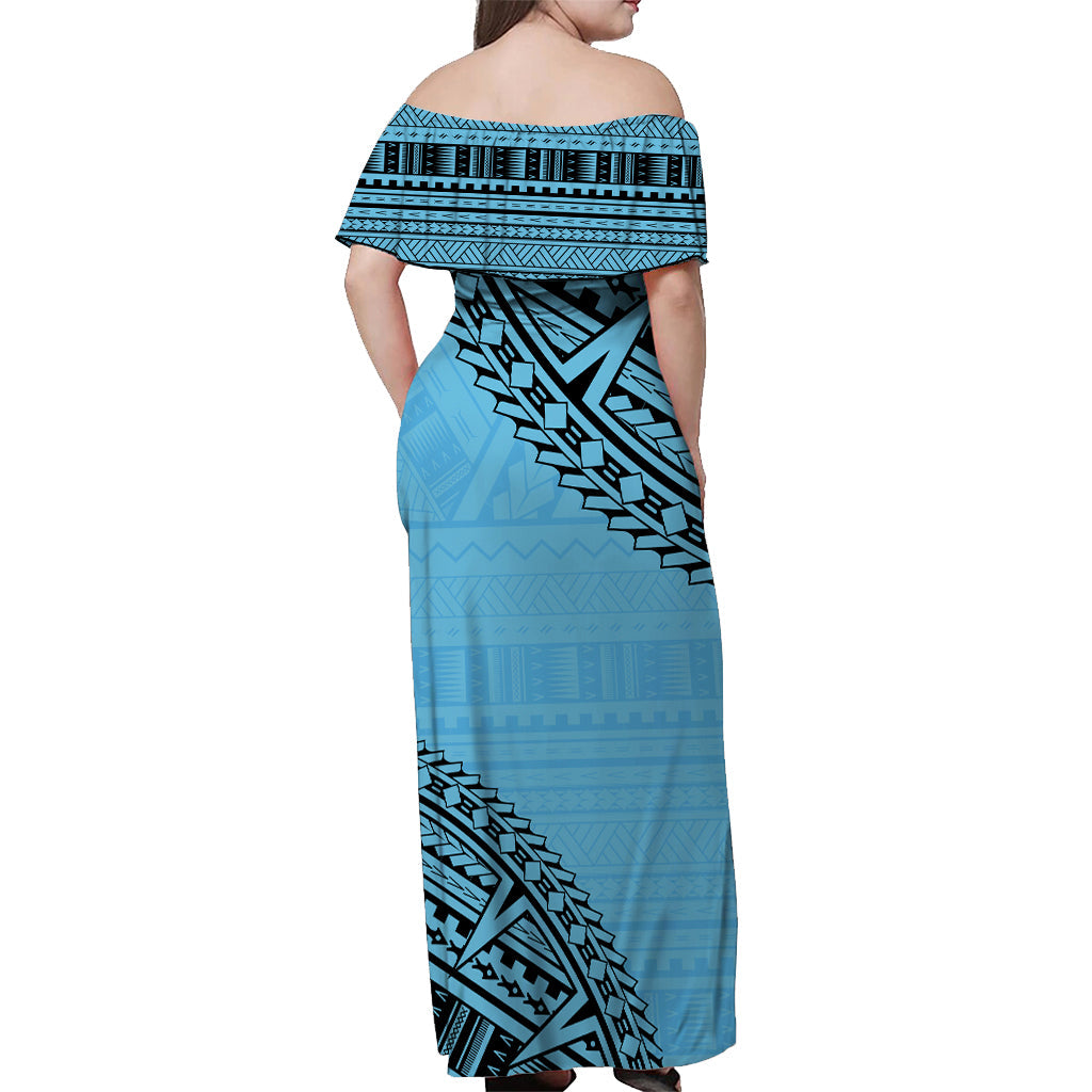Cook Islands Tribal Personalised Off Shoulder Long Dress Island Map ...