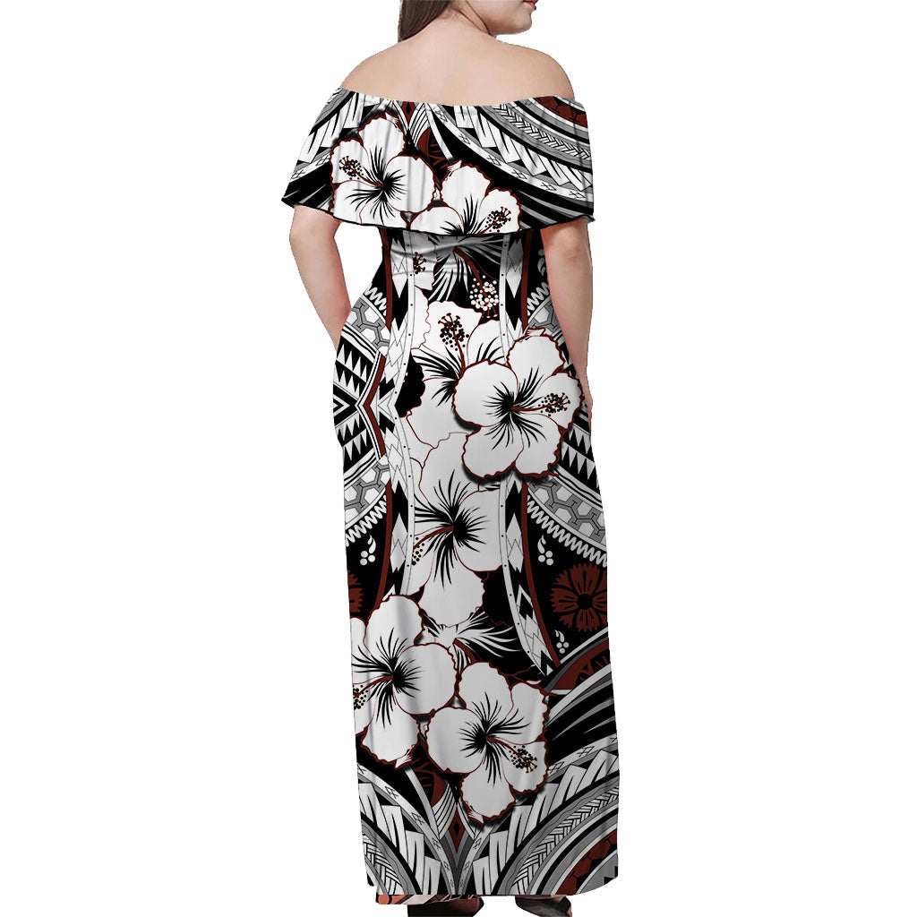 Hibiscus Off Shoulder Long Dress Fiji Patterns LT6 – To The Closet