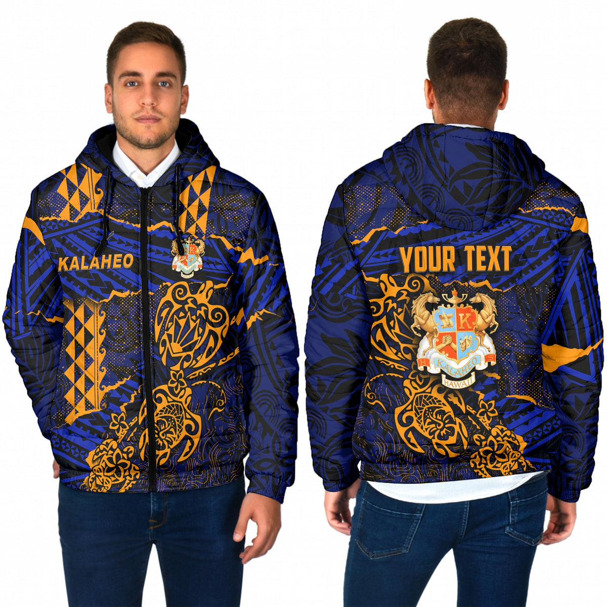 Hawaii Kalaheo High School Custom Men Hooded Padded Jacket Polynesian ...