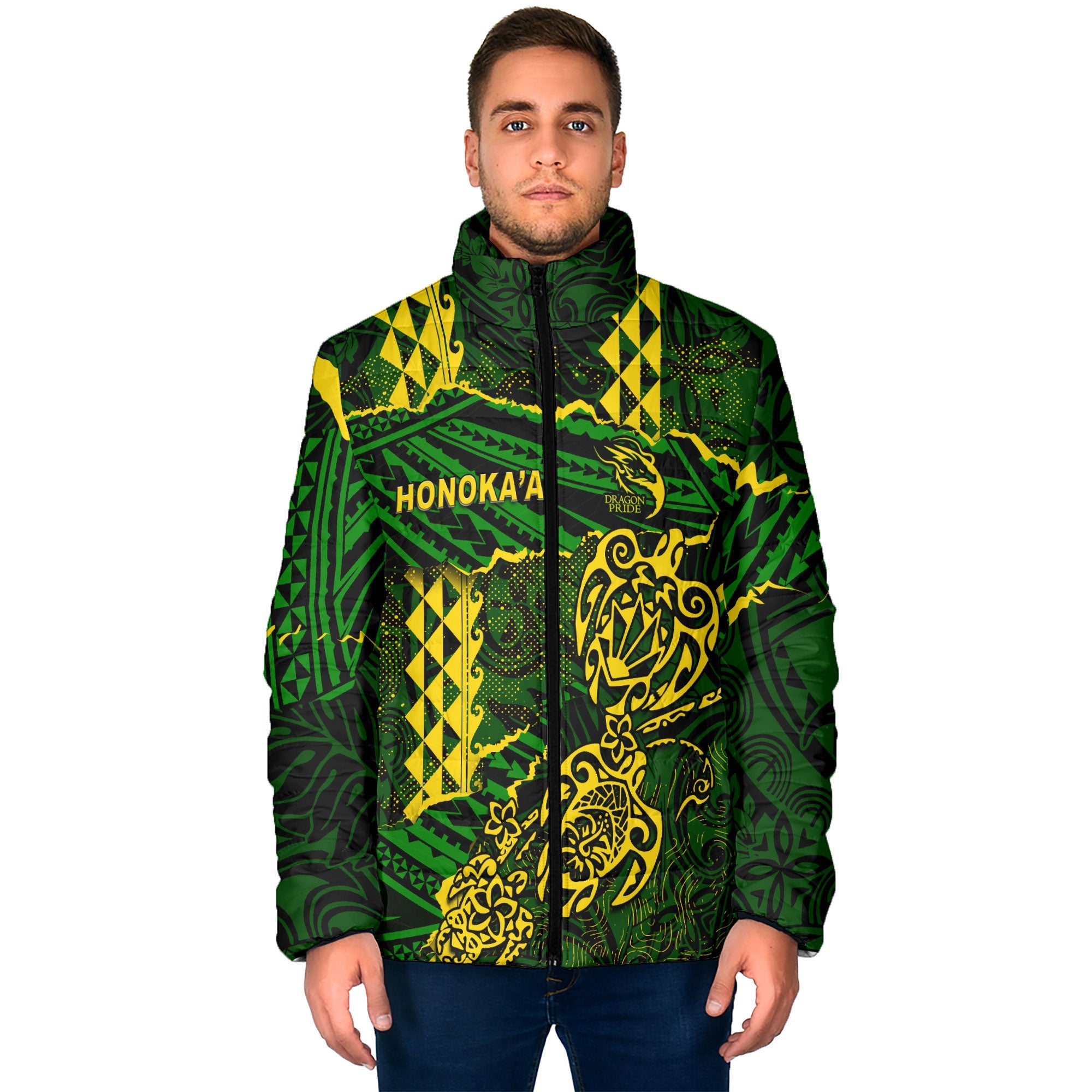 Hawaii Honoka High & Intermediate School Custom Men Padded Jacket Poly ...