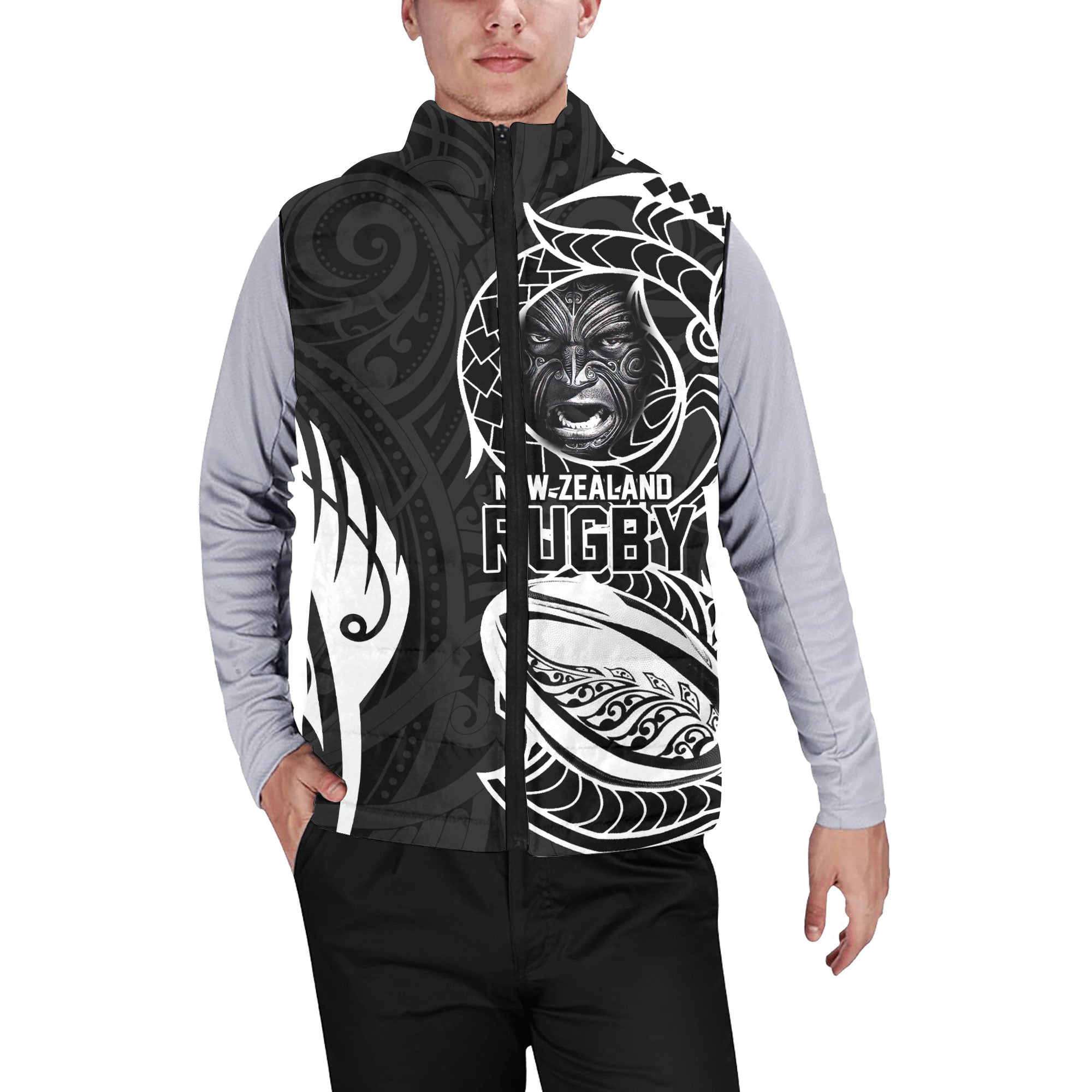 New Zealand Rugby Men Padded Jacket Vest Maori Warrior Style – To The ...