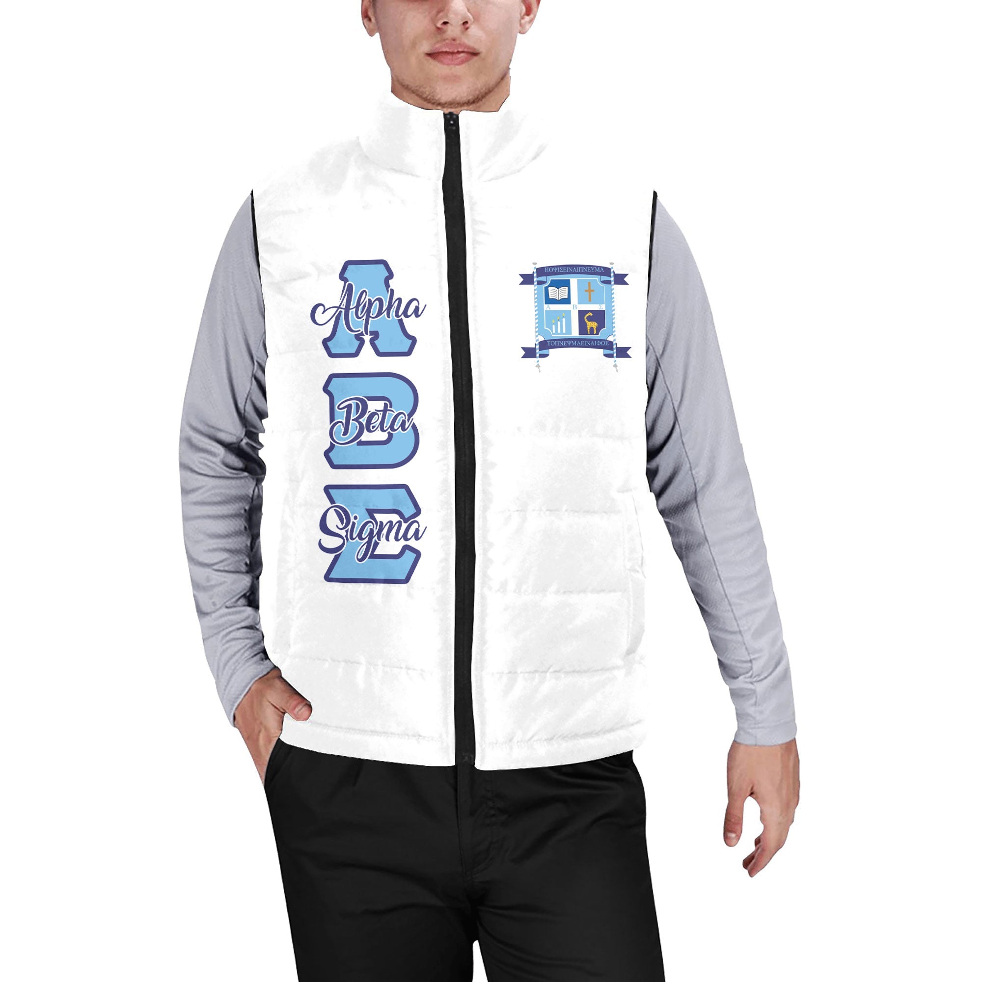 Personalized Alpha Beta Sigma Men Padded Jacket Vest Original White St ...