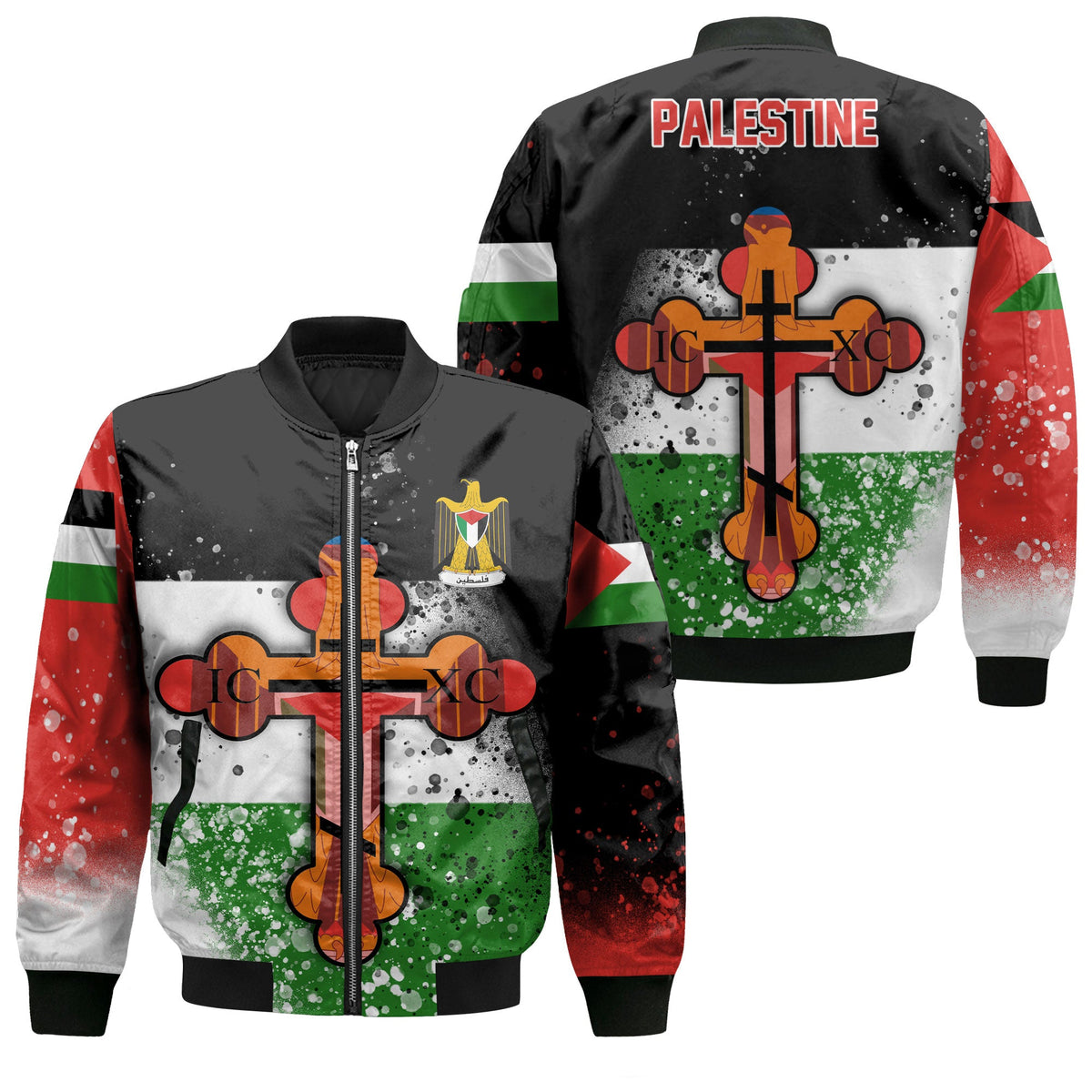 Palestine Bomber Jacket Flag & Coat Of Arms Orthodox Style – To The Closet