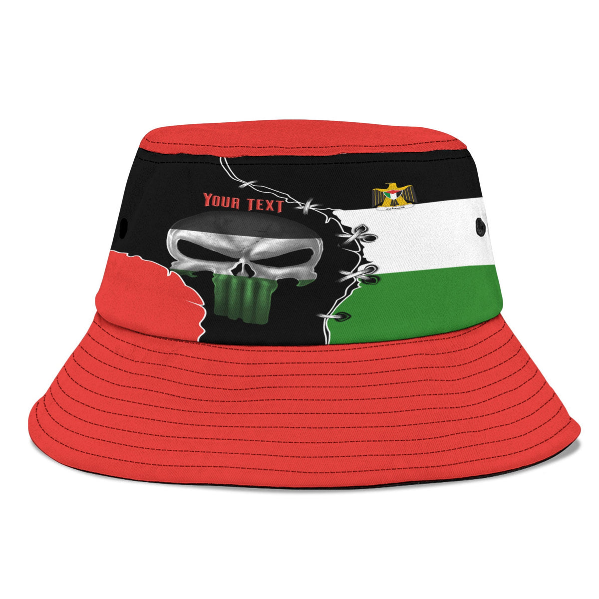 Palestine Bucket Hat Flag & Coat Of Arms Skull Style – To The Closet