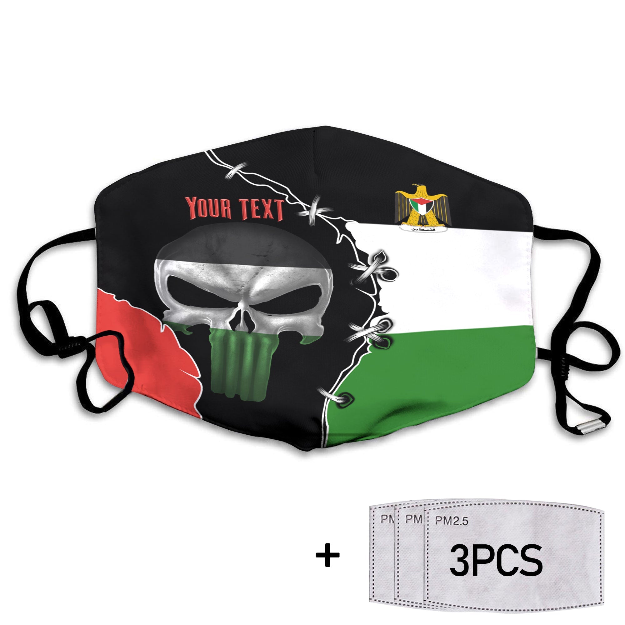 Palestine Face Mask Flag & Coat Of Arms Skull Style – To The Closet